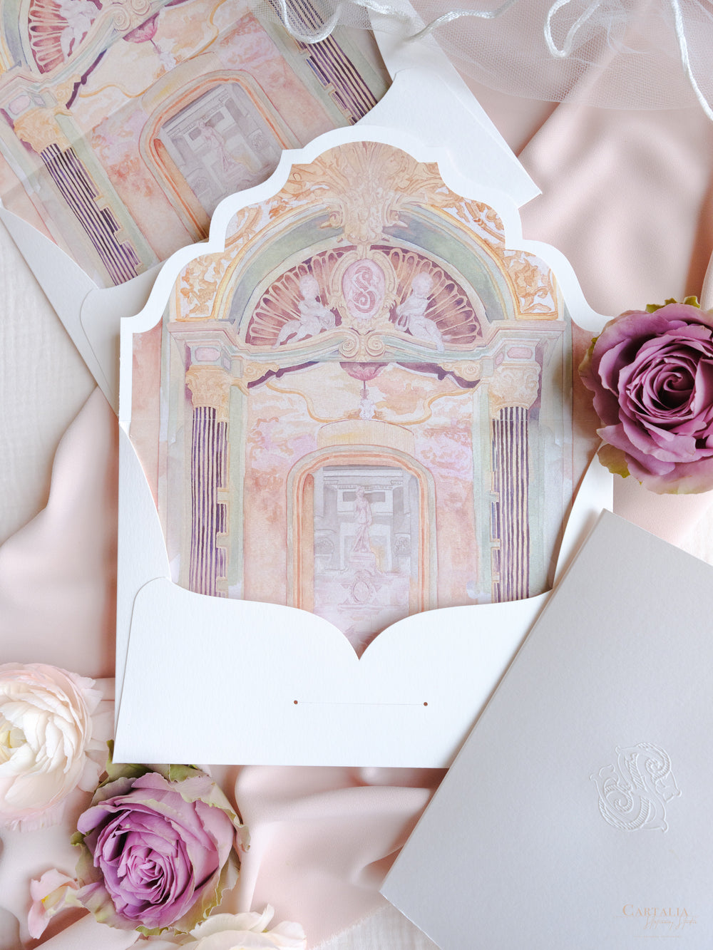 Wedding Invitation Pocket for Villa Cora, Florence, Italy | Letterpres ...