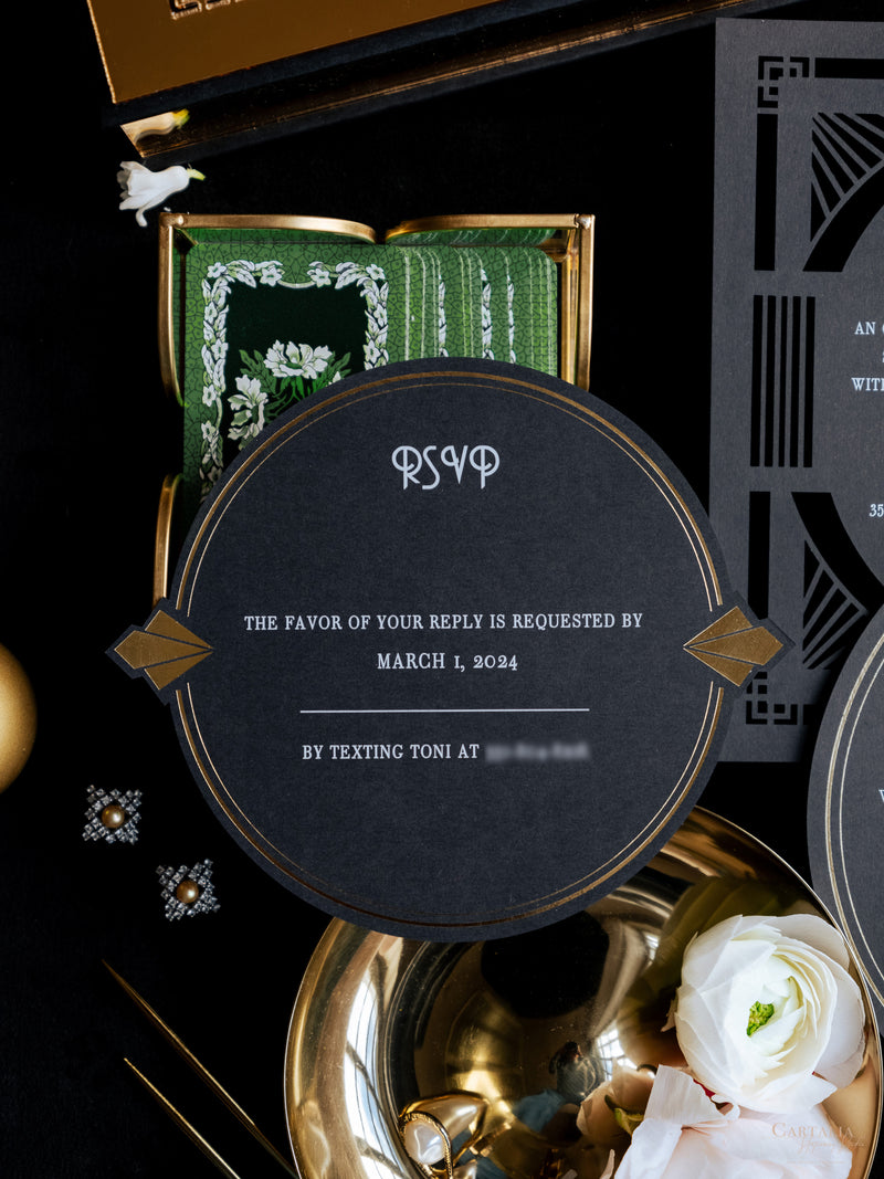 Luxury Boxed Invitation: Gold Foil Acrylic Las Vegas Wedding Invitatio ...