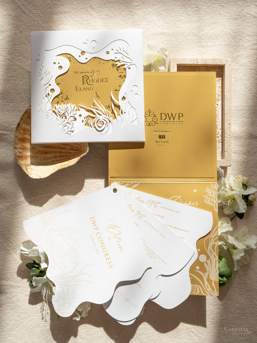 DWP Congress Schedule Stationery with Gold Foil, Laser Cut, Sea Cutout ...