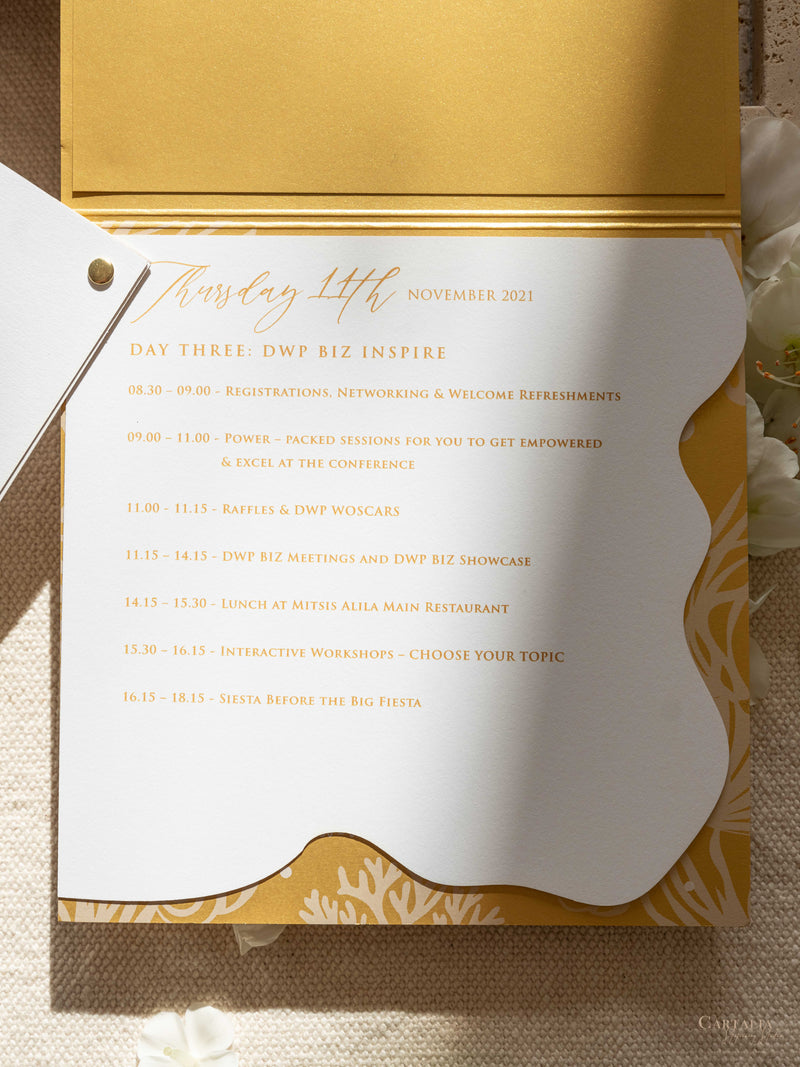 DWP Congress Schedule Stationery with Gold Foil, Laser Cut, Sea Cutout ...