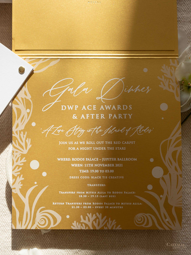 DWP Congress Schedule Stationery with Gold Foil, Laser Cut, Sea Cutout ...