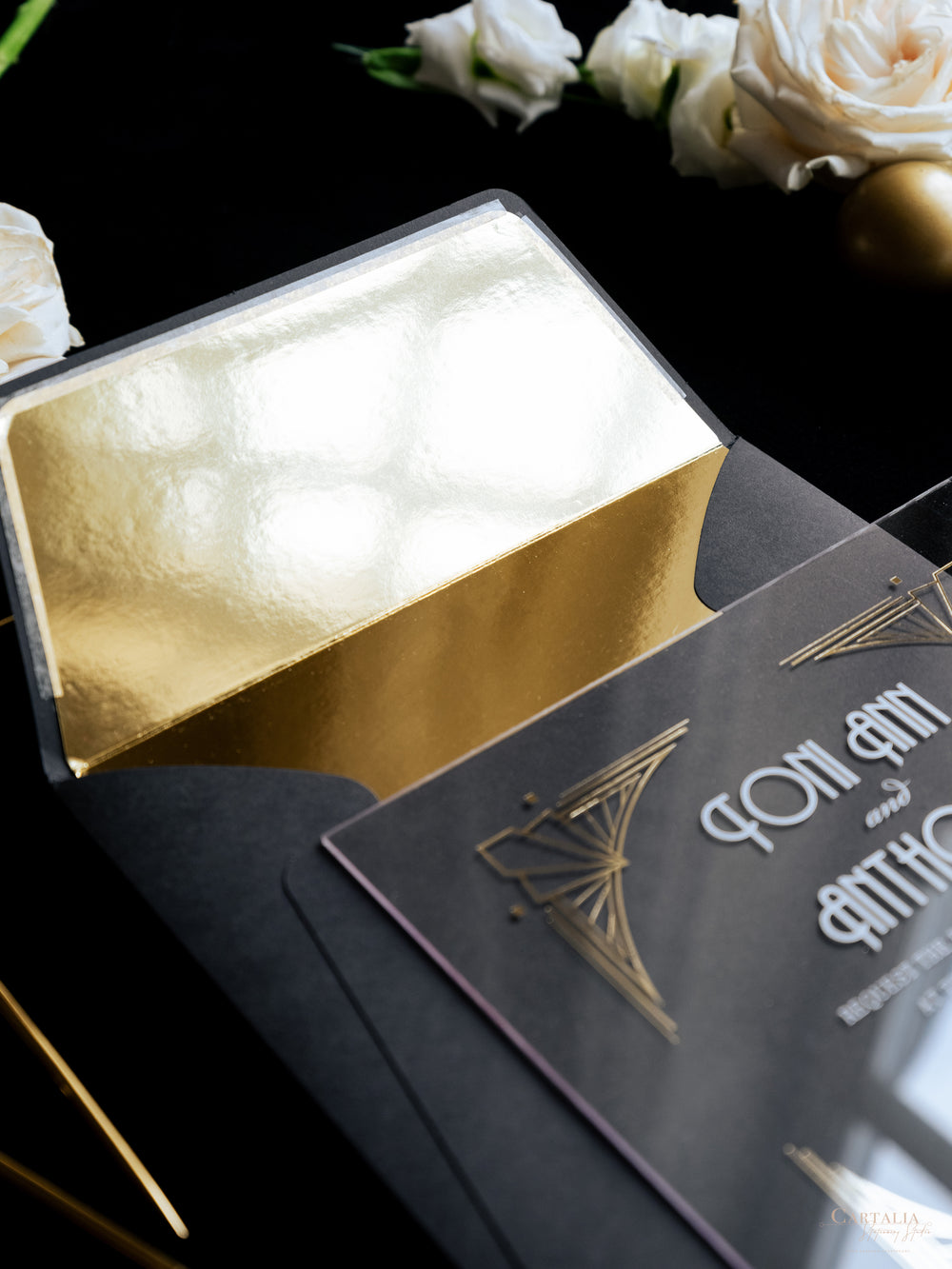 Luxury Gold Foil Acrylic Las Vegas Wedding Invitation | Bespoke Commis ...