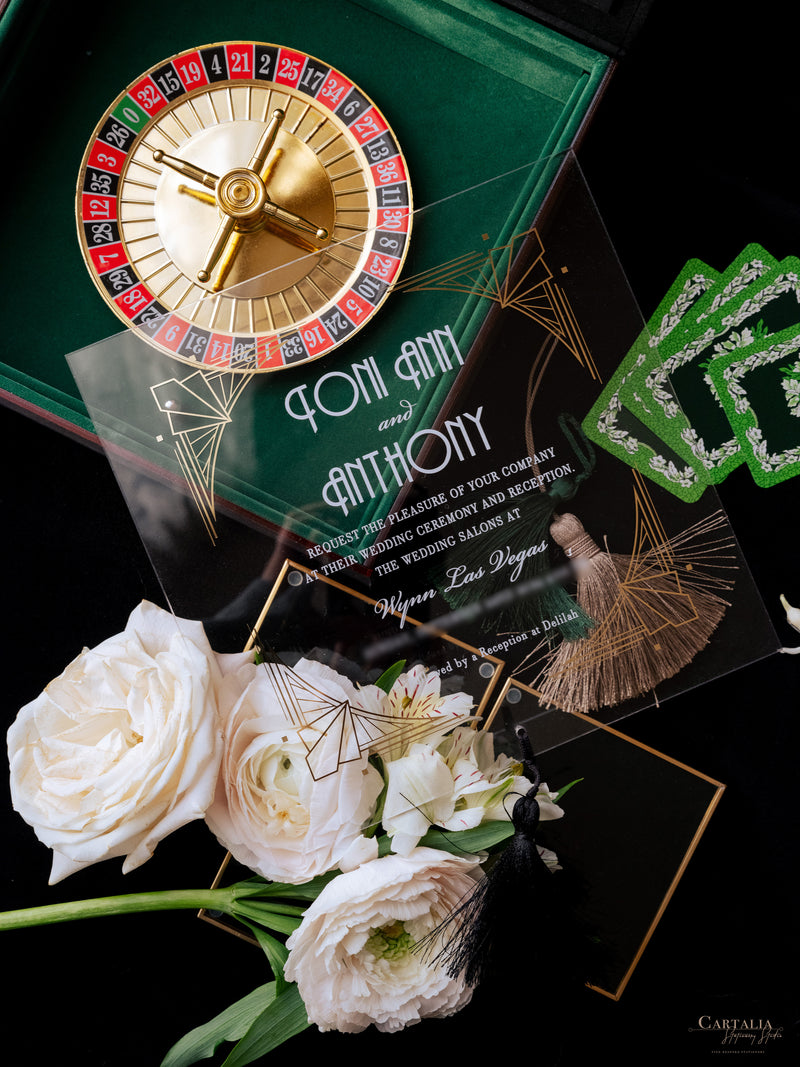 Luxury Gold Foil Acrylic Las Vegas Wedding Invitation | Bespoke Commis ...