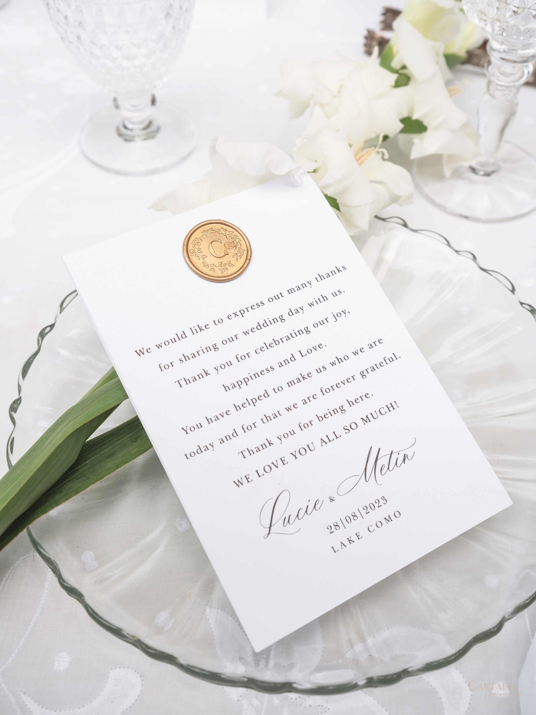 Luxury Gold Foil Thank You Cards With Wax Seal – Cartalia