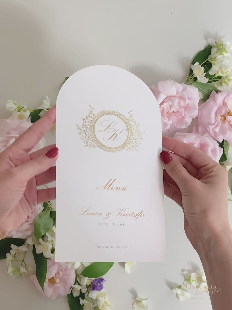 Arch Plate Menu Design | Villa del Balbianello – Cartalia