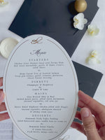 Oval Plate Menu | Luxury Foiled & Letterpress Dinner Menu on thick 710 ...