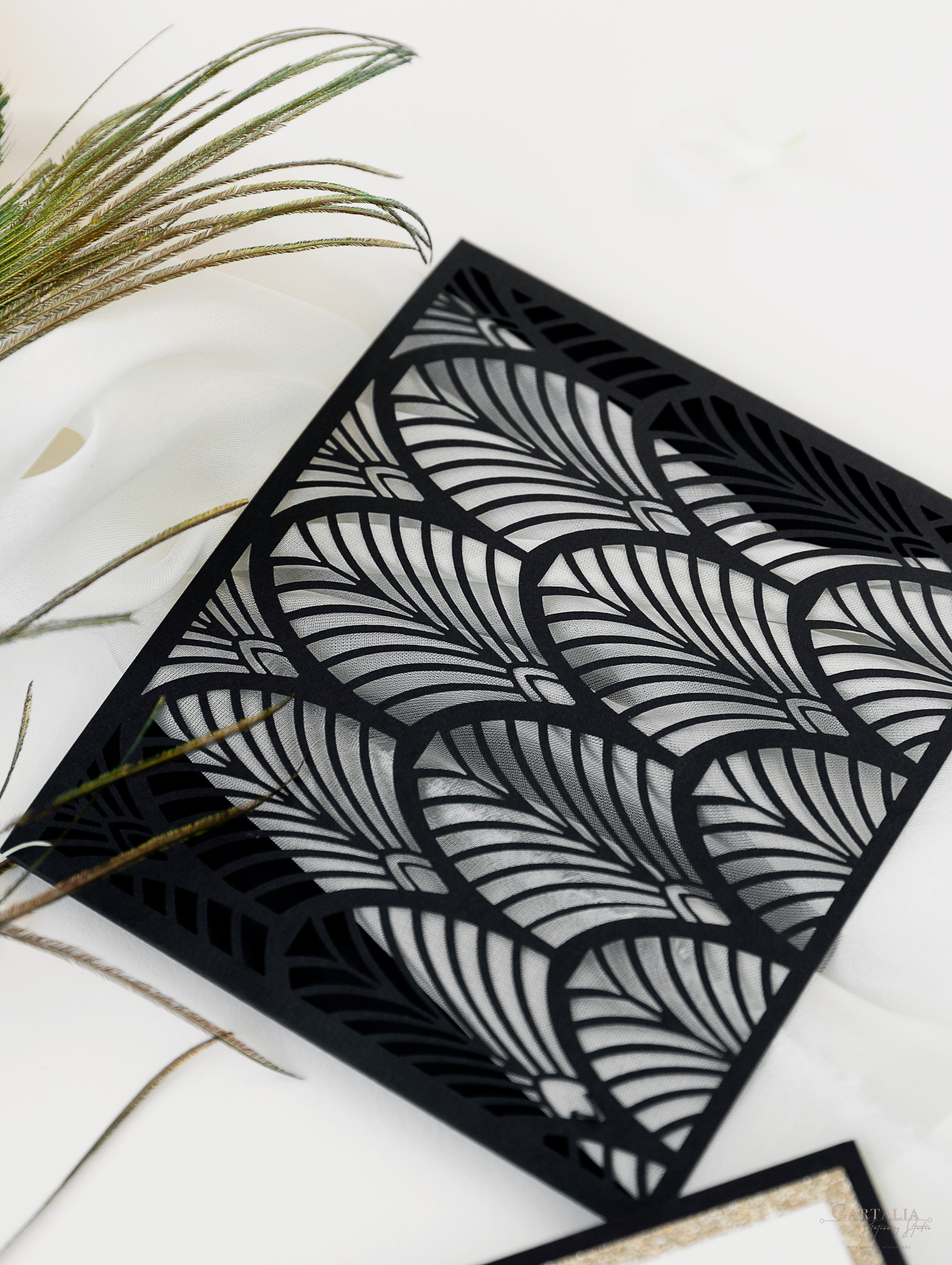 Luxury Glittering Art Deco 20s Gatsby Gate Laser Cut Sleeve Wedding Ev ...