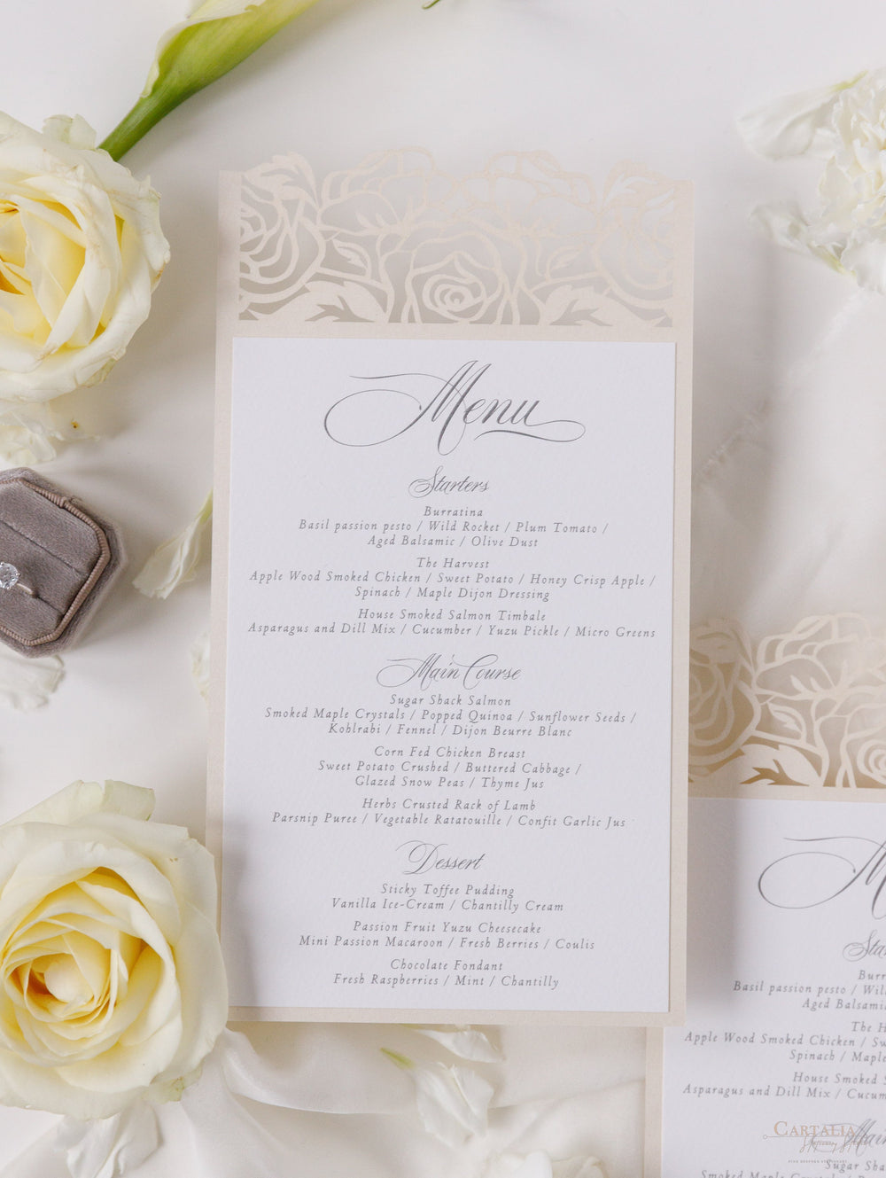 Classic Elegance Champagne Laser cut Menu – Cartalia
