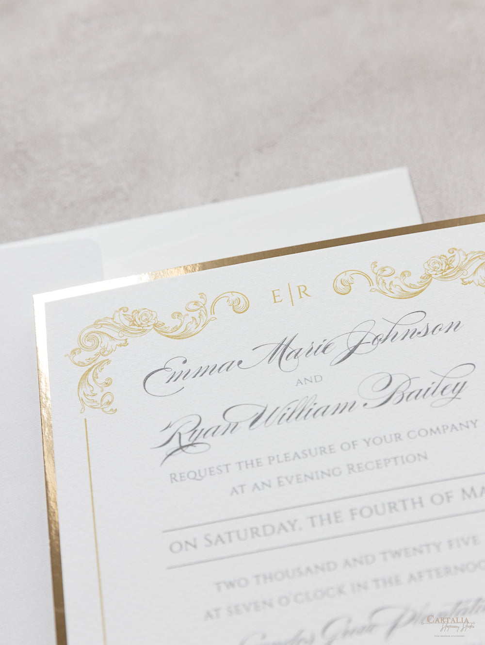 Square Regal Gold Foil Framed Invitation – Cartalia