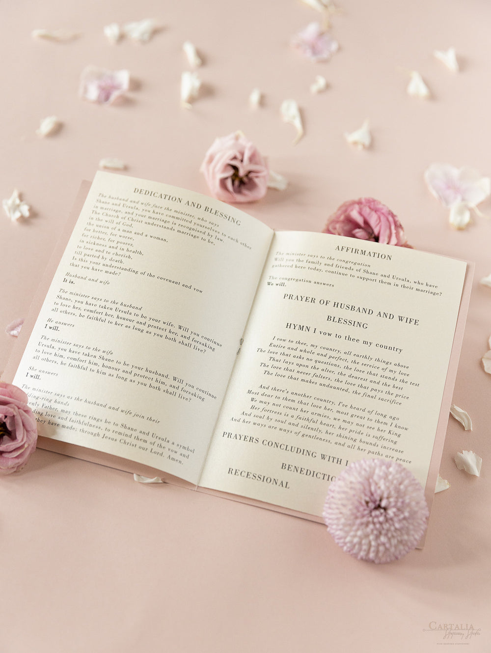 Order of Service Rose Pink Opulence Suite Gold Glitter with Ribbon ...