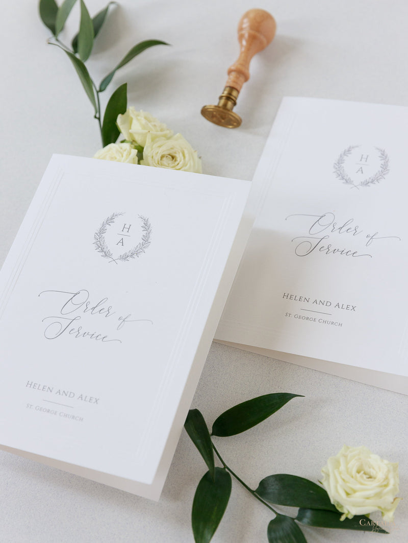 Timeless Triple Embossed Frame Wedding Order Of Service – Cartalia