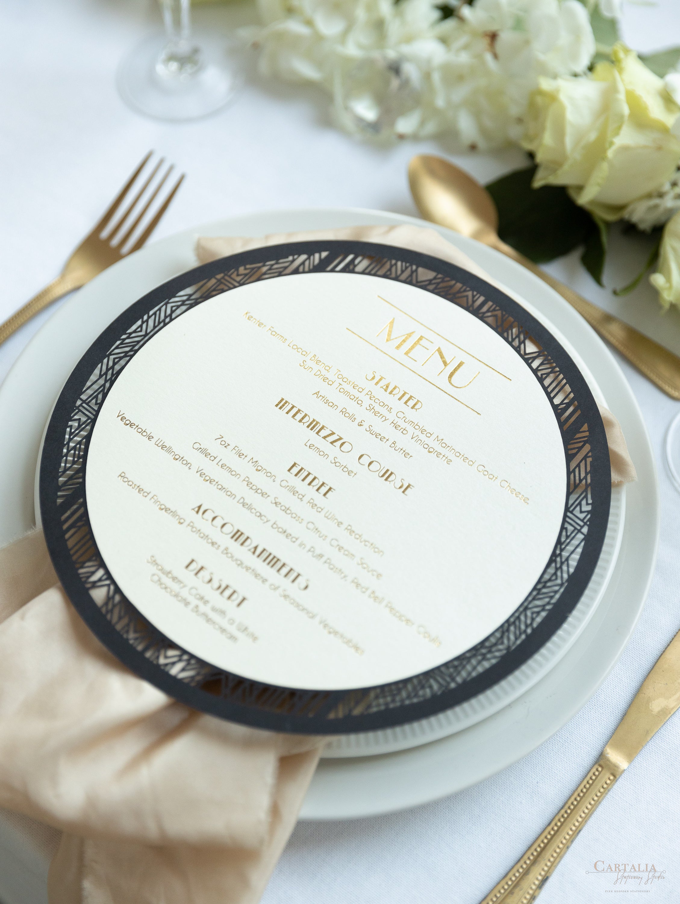 Art Deco Laser Cut Plate Menu | Bespoke Commission – Cartalia