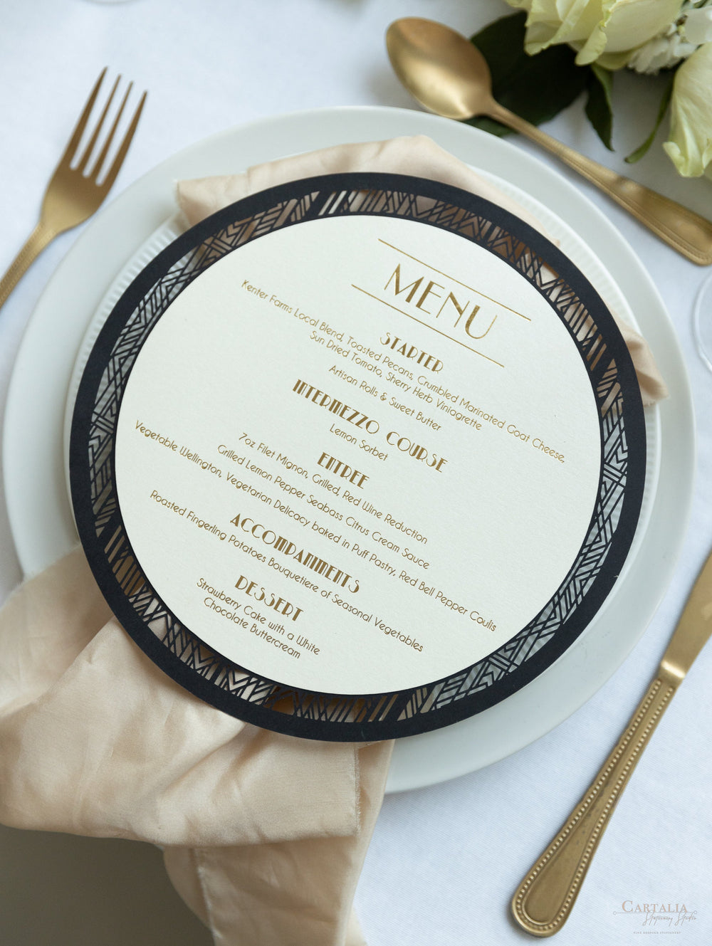 Art Deco Laser Cut Plate Menu | Bespoke Commission – Cartalia