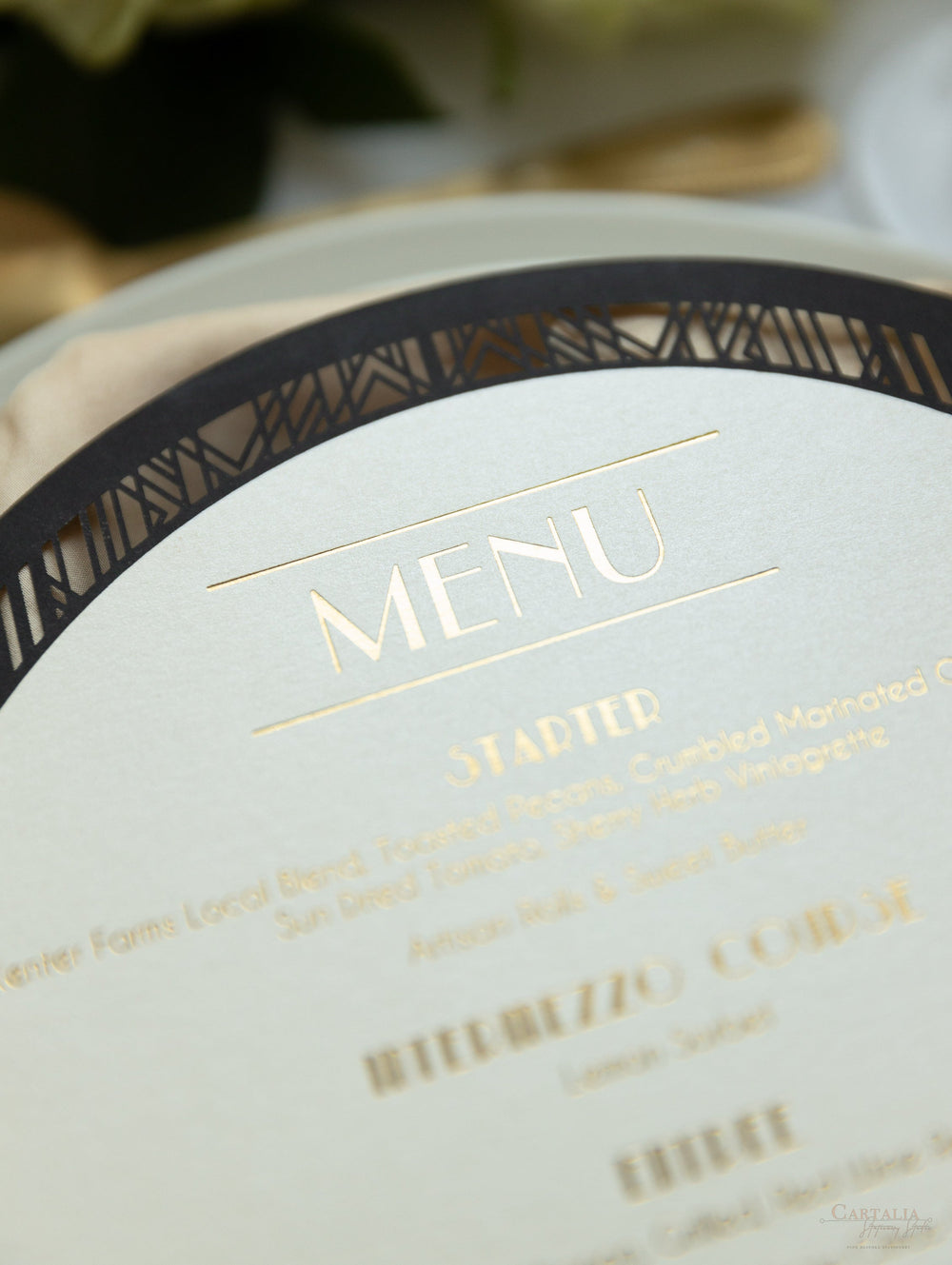 Art Deco Laser Cut Plate Menu | Bespoke Commission – Cartalia