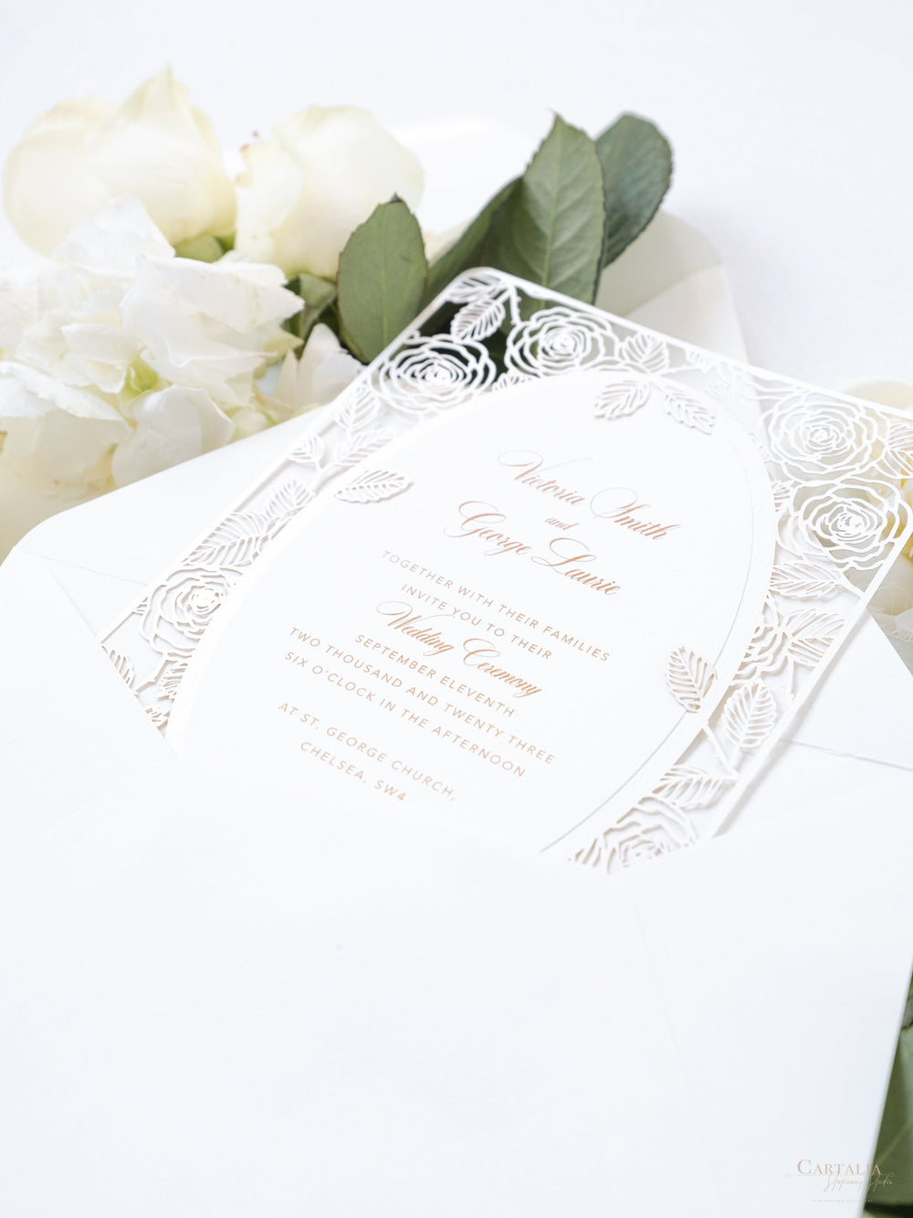Romantic Roses Mirror Laser Cut Wedding Day Invitation – Cartalia