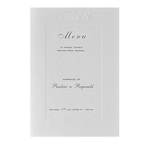 Luxury Embossed Metallic White Order of Service / Menu – Cartalia