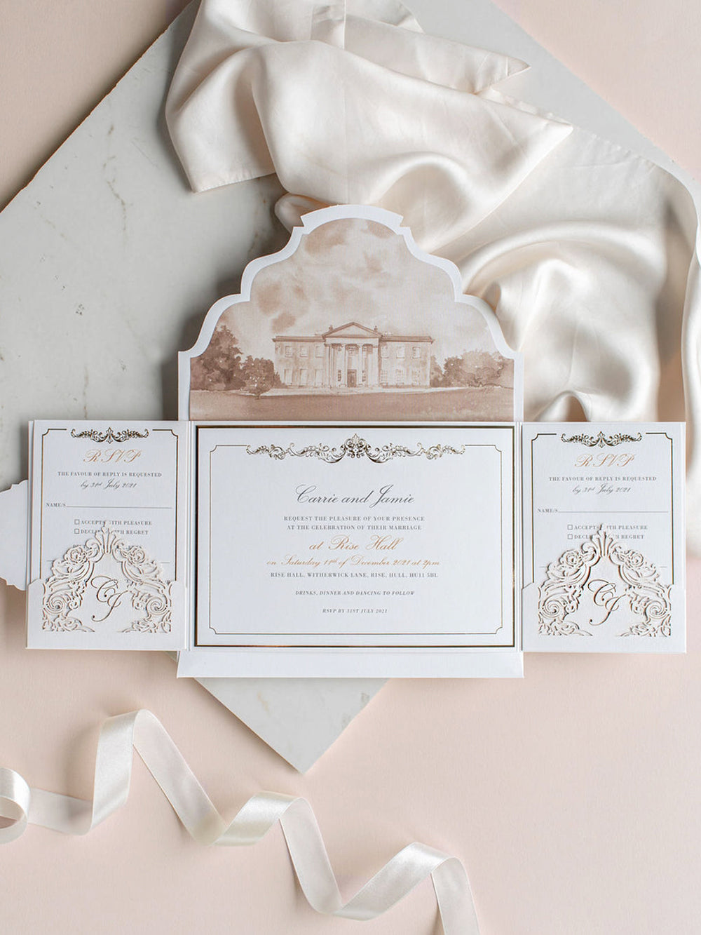 CUSTOM Venue invitation Luxury pocket fold suite Wedding invitation ...